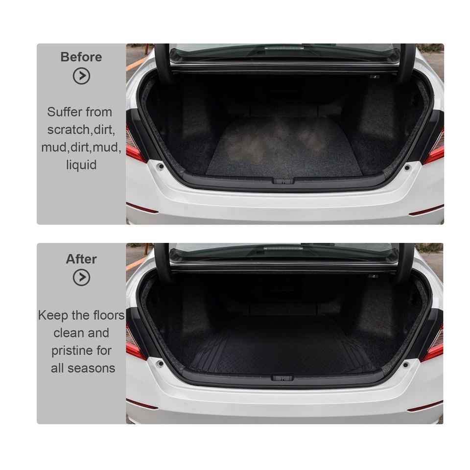 Trimmable Trunk Mat Universal Rubber Cargo Liners Anti-slip for Sedan ...