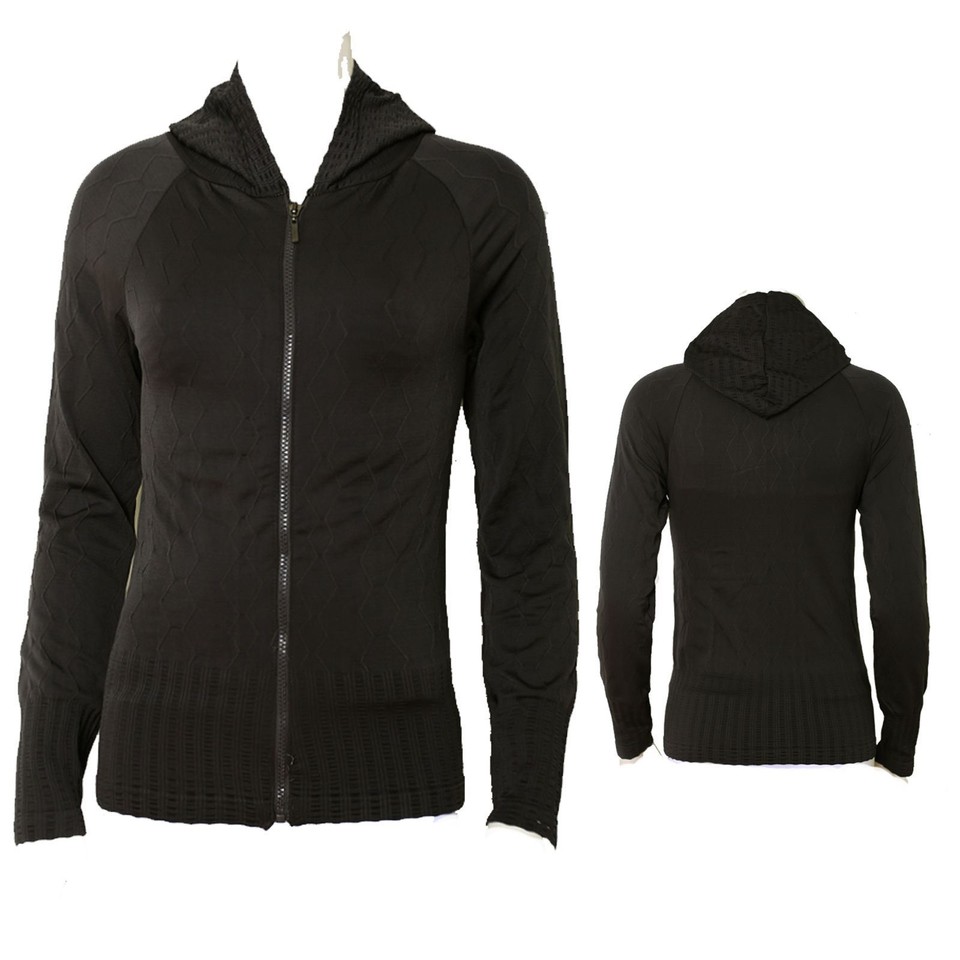 Hooded Long Sleeve Full Front Zip Up Jacket Polyester Spandex, Hoodie ...