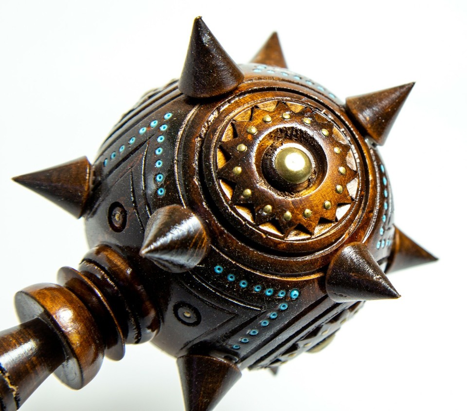 Handmade Carved Wood Ukrainian mace bludgeon Traditioan Dark Bulava 45 ...