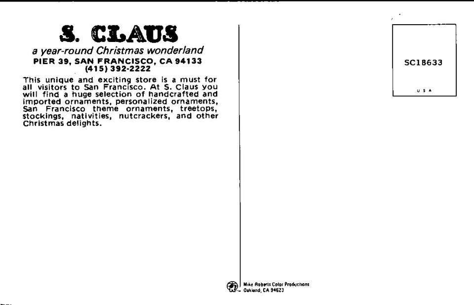 S Claus store Pier 39 San Francisco CA Melissa Dog Christmas c1960s postcard P26 | eBay