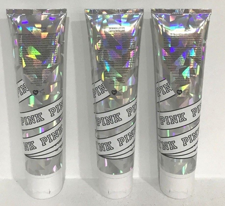 3 Victoria's Secret Pink Holo Glam Shimmer Fragrance Body Lotion cocoa ...