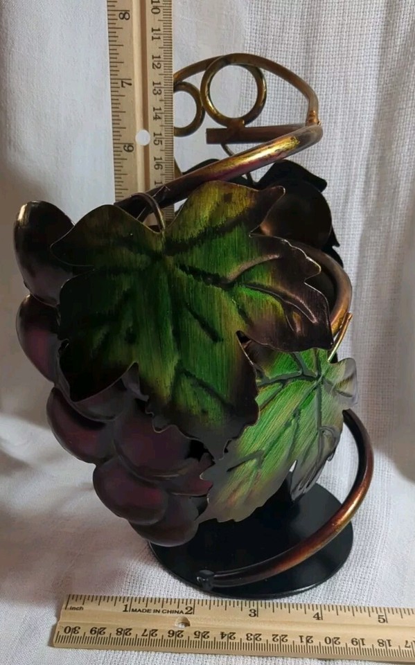 Wine Bottle Holder All Metal Grape Vine & Leaves Decorative Elegant ...