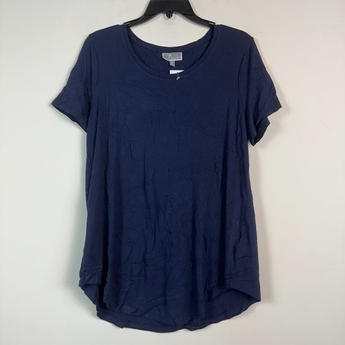 JM Collection Womens M Navy Blue Scoop New Short Sleeve Top NWT BR82 | eBay
