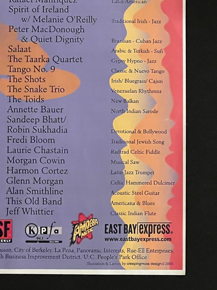 Berkeley World Music Weekend 2005 Original City Wide Concert Poster | eBay