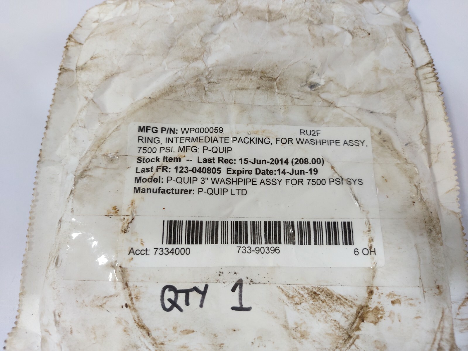 P-Quip WP000059 Ring Intermedia Packing for Washpipe Assy 7500PSI QA ...