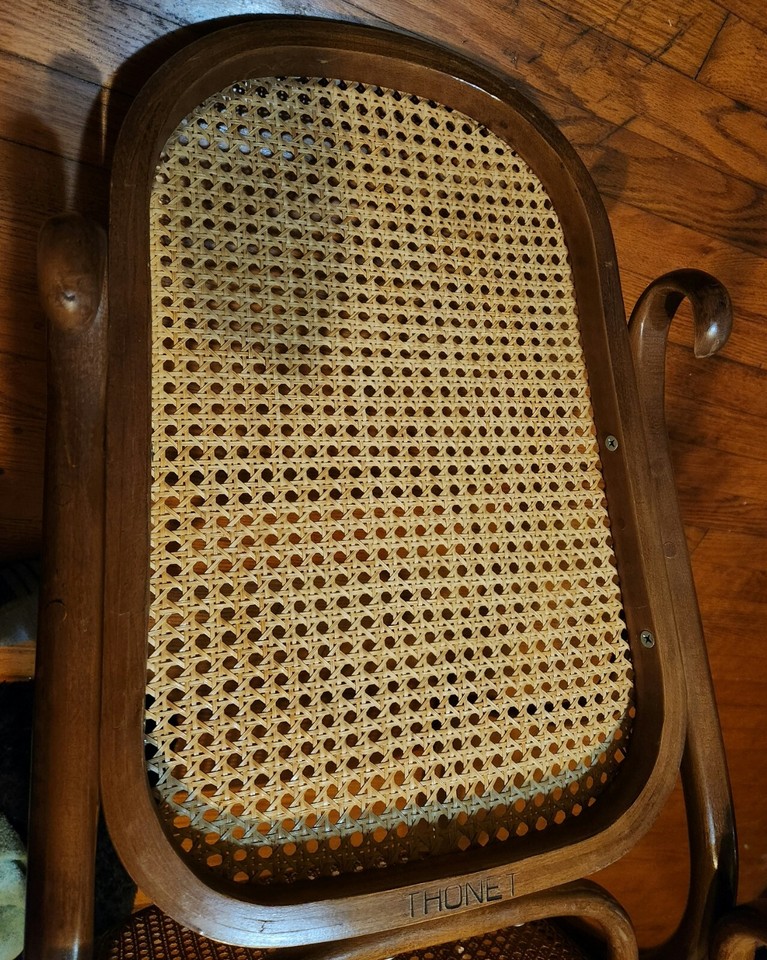 Vintage BENTWOOD ROCKER cane back bottom rocking chair mid century ...