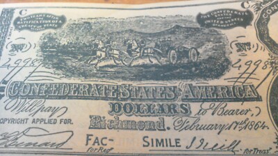 ((ADVERTISEMENT NOTE)) $10 1864 Confederate States of America (FAC ...