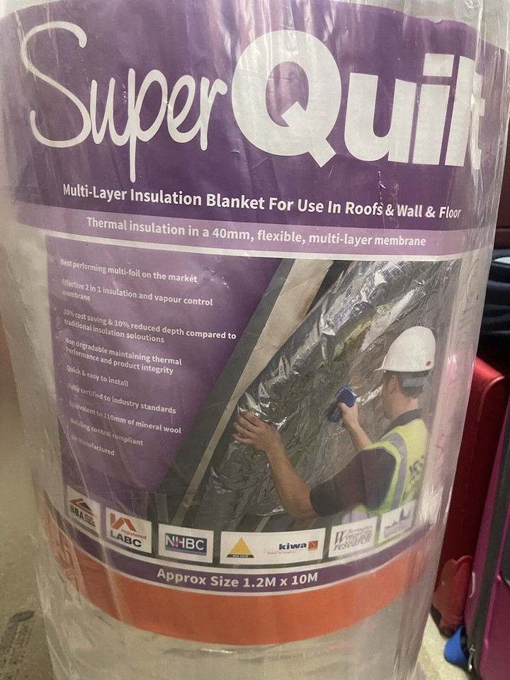 YBS SuperQuilt Multifoil Blanket Insulation For Walls/Roofs/Floors 10m ...