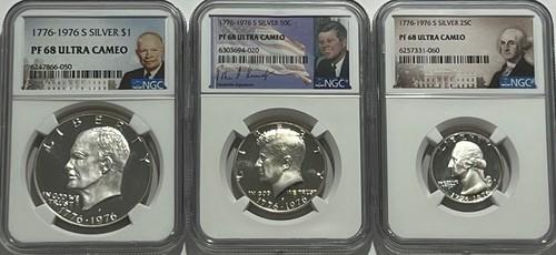 1776 1976 S NGC PF68 ULTRA CAMEO PROOF SET WASHINTON QUARTER KENNEDY ...