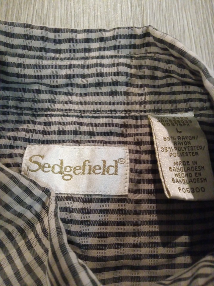 Sedgefield Checkered Plaid Long Sleeve Button Shirt Men's Size Large F8 ...