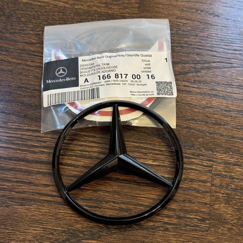 For W166 SUV Mercedes GLOSS BLACK Star Emblem Rear Trunk Lid Badge AMG ...