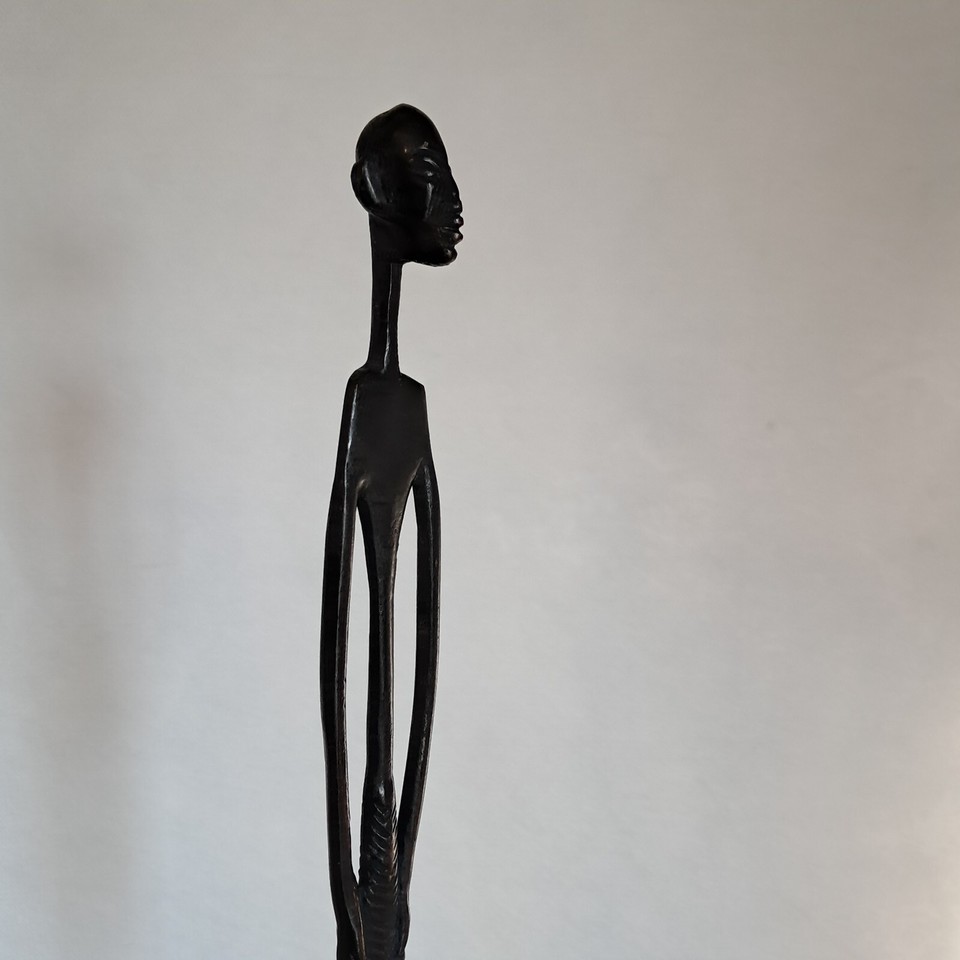 Vintage Modernist Brass African Style Sculpture tall Man Figure INDIA ...
