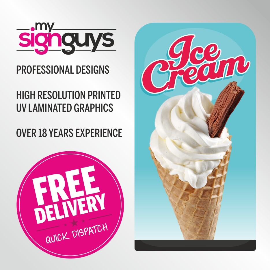 Ice Cream Whippy A Board Pavement Sign Outdoor Aboard Catering Kiosk ...