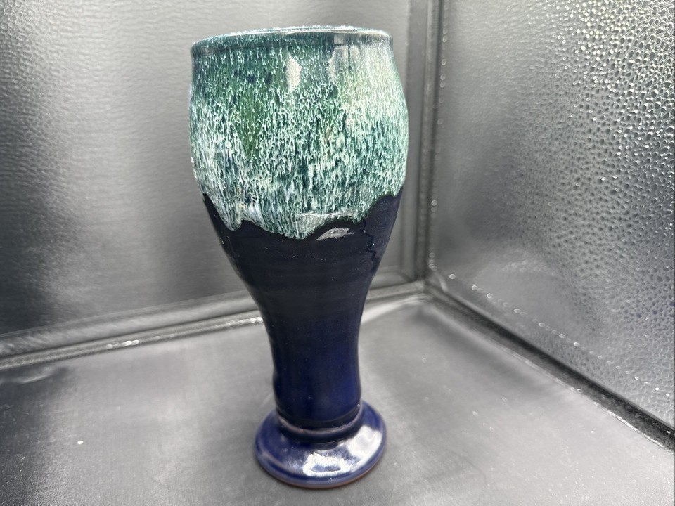 Deneen Pottery Goblet 2010 Cup Fairy Hawk Renaissance Blue And Cyan ...