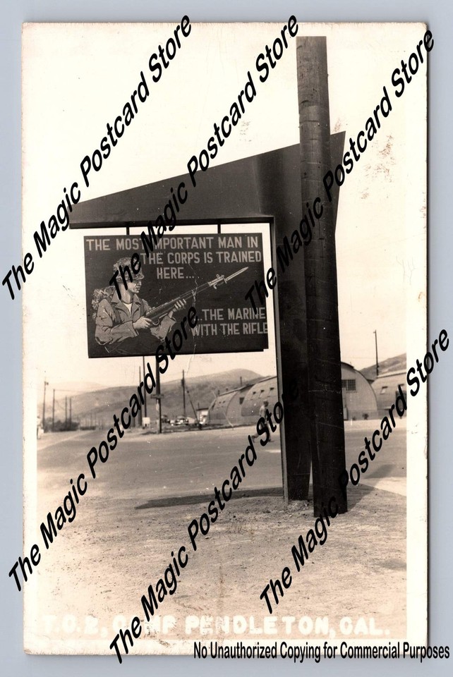 Camp Pendleton Marine Entrance Sign RPPC Vintage Oceanside California ...