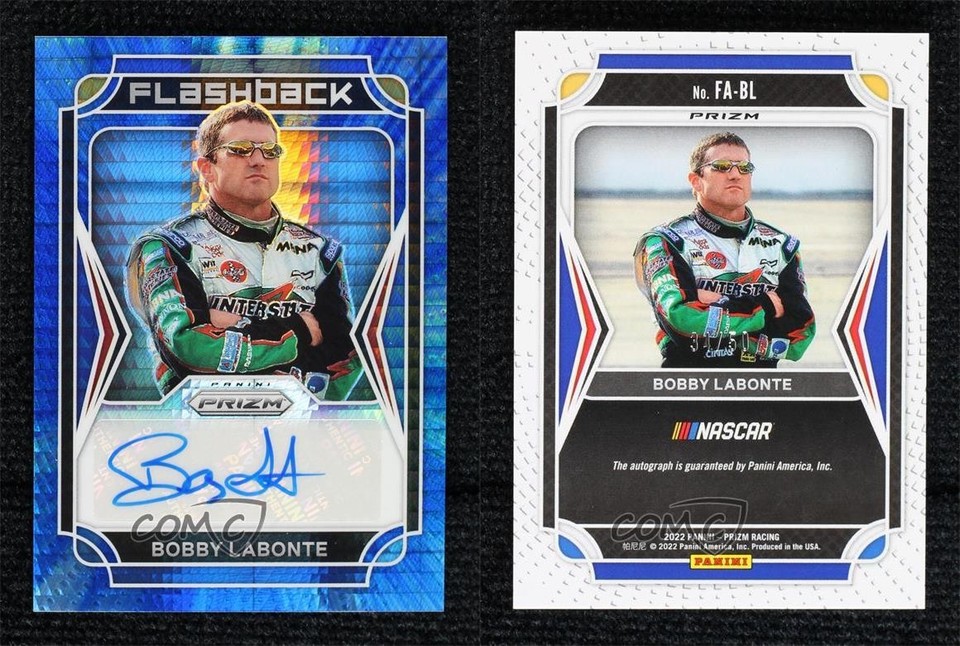 2022 Prizm Flashback Blue & Carolina Hyper 34/50 Bobby Labonte Auto HOF ...