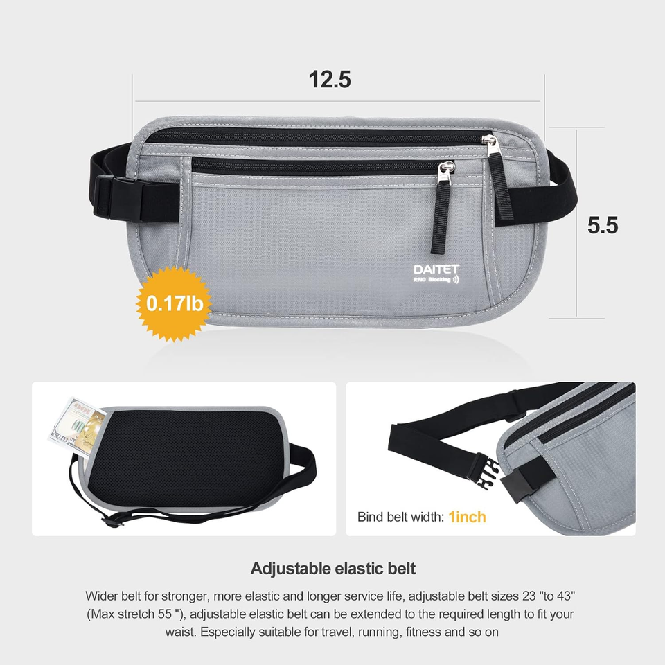 RFID Blocking Money Belt for Men Women, Slim Fanny Pack for Travel ...