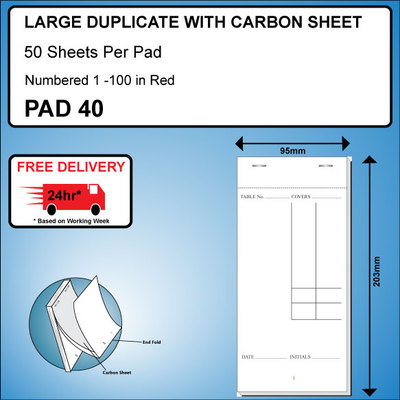 Large Duplicate with Carbon / Waiter Pad / Pad 40 - Boxed -100s | eBay UK