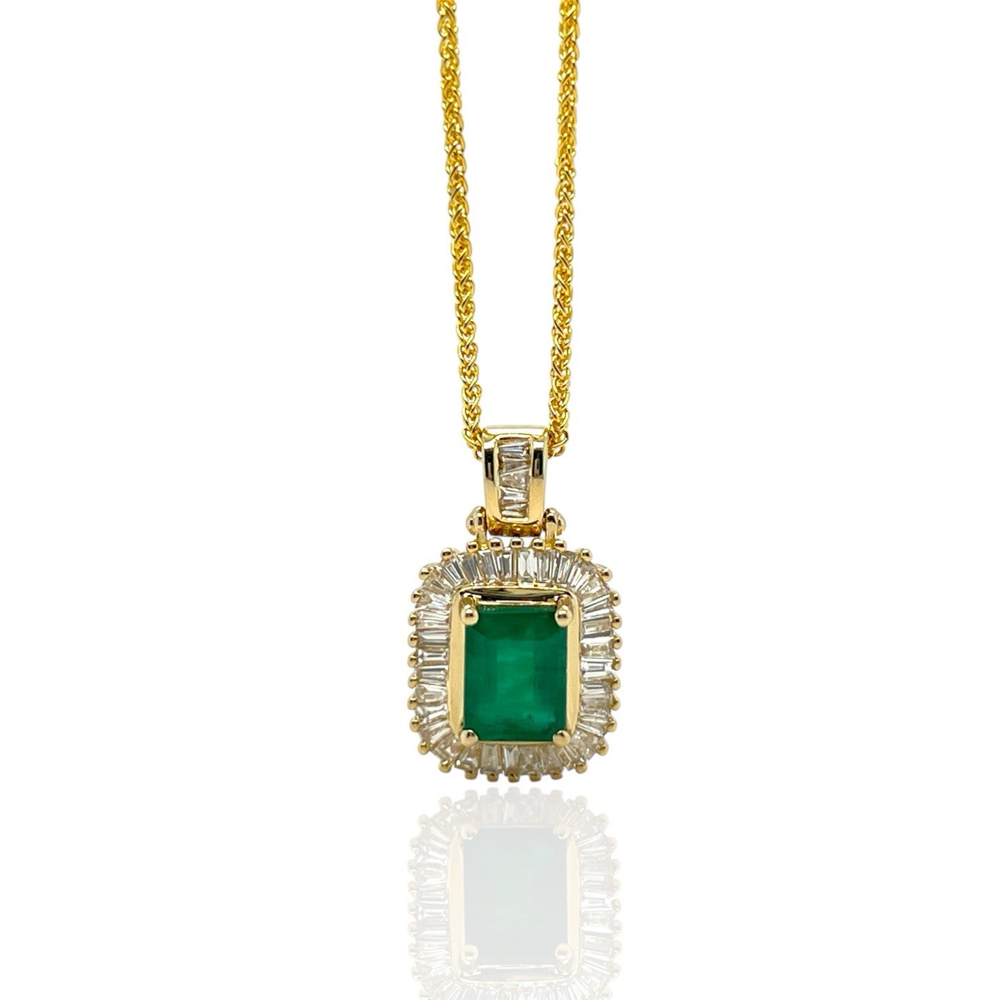 14k Yellow Gold Effy Diamond & Emerald Cluster Pendan… - Gem