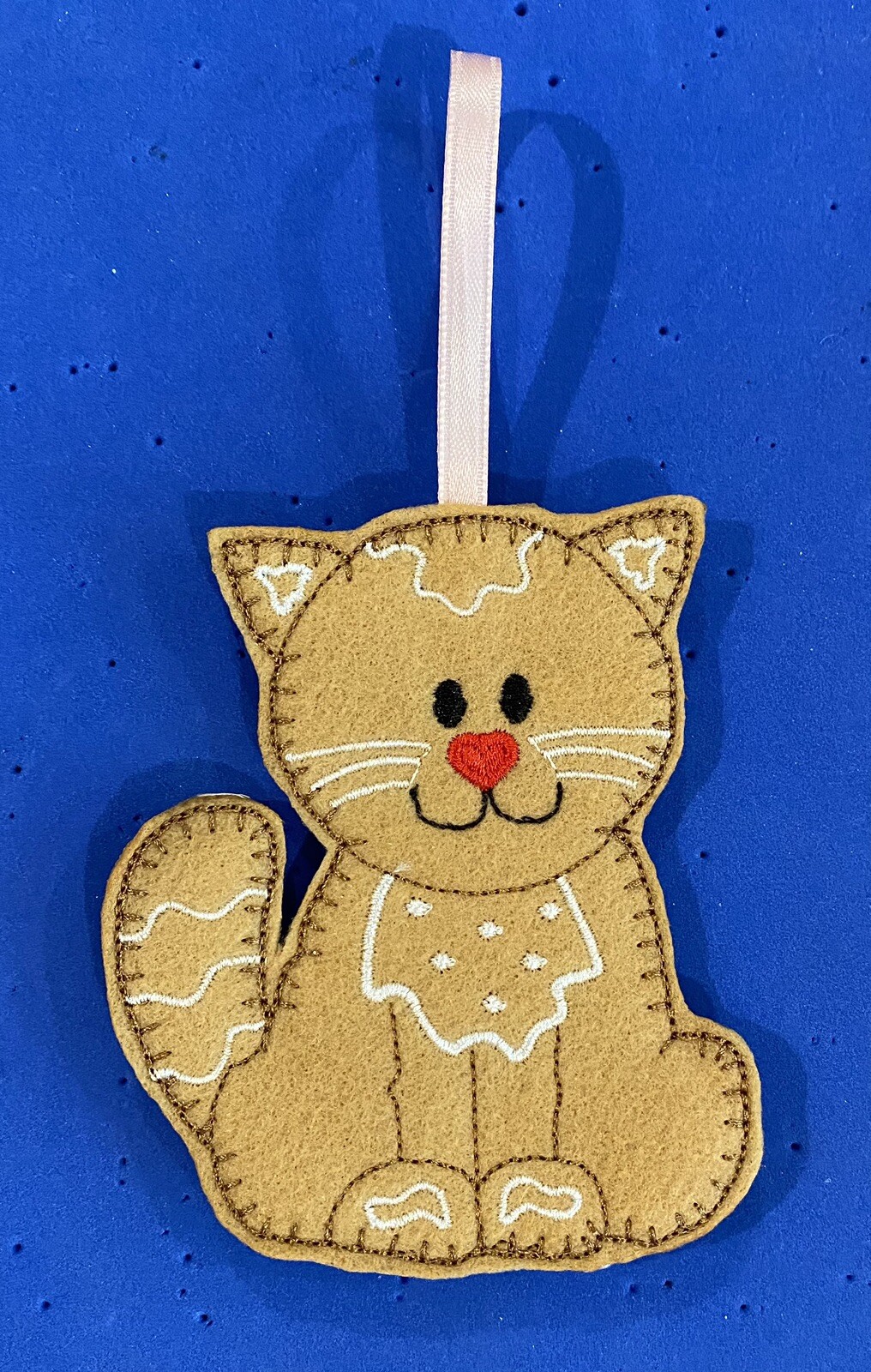 Red Nose Cat Ginger Handmade Embroidered Felt Gingerbread Man/Ornament ...