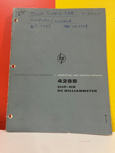 HP 01171-1 428B Clip-On DC Milliammeter Operating & Service Manual | eBay