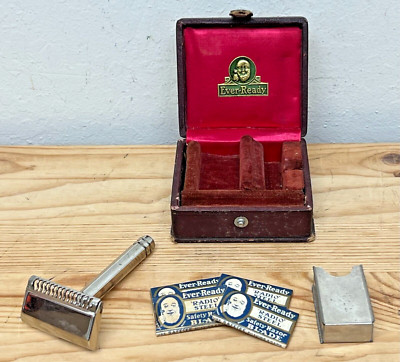 Vintage Antique Ever-Ready Travel Safety Razor w/ Case & Blades | eBay