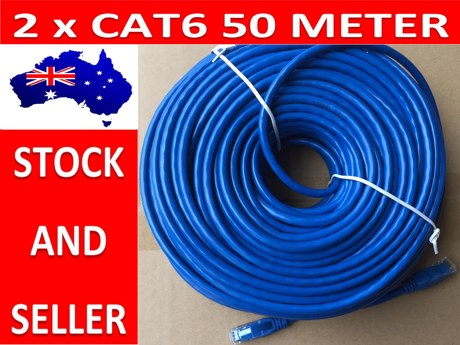 2 X 50M CAT6 Network Ethernet LAN Cable Roll UTP Lead Core Free ...