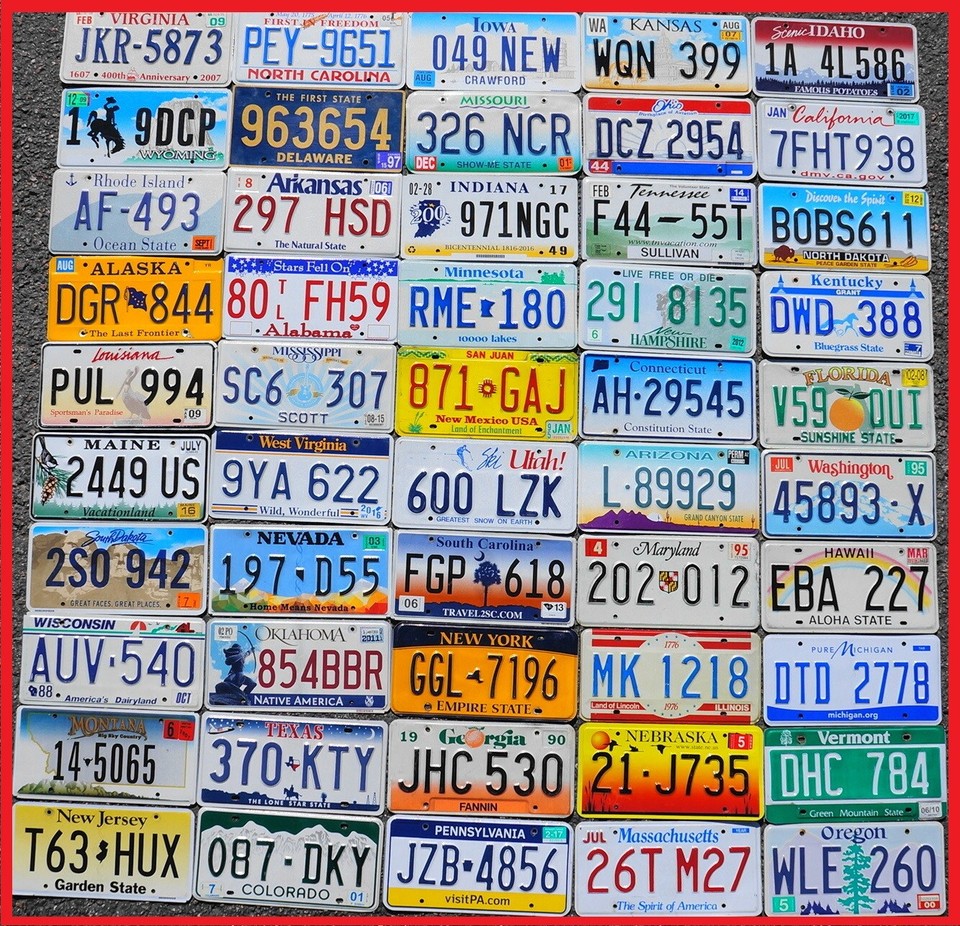 COMPLETE SET : ALL 50 STATES USA LICENSE PLATES LOT + Mexico Canada ...