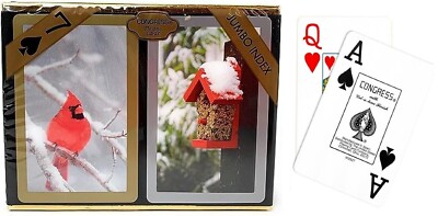 Cardinal Bird 2-Deck Congress Playing Cards Bridge Jumbo Index Narrow ...