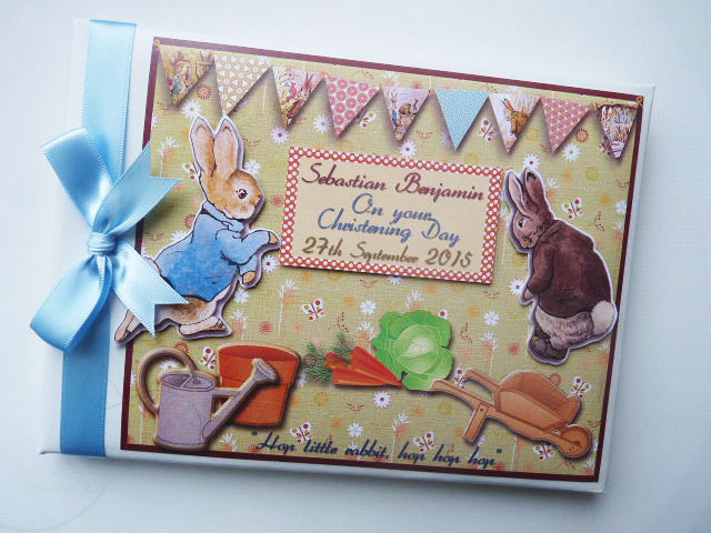 Personalised Peter Rabbit birthday guest book, Peter Rabbit baby shower ...