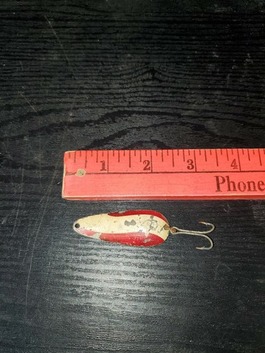 Vtg 3-1/2" DARDEVLE IMP U.S.A. 1 HOOK FISHING LURE RED WHITE DEVIL ...