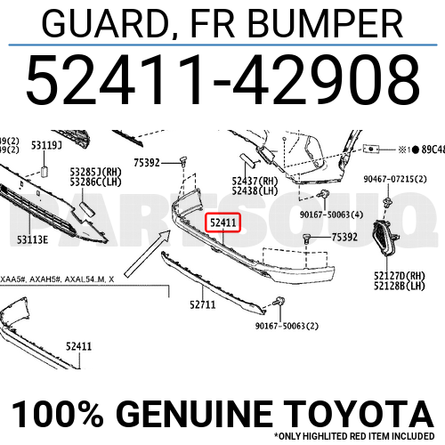 5241142908 Genuine Toyota GUARD, FR BUMPER 52411-42908 | eBay