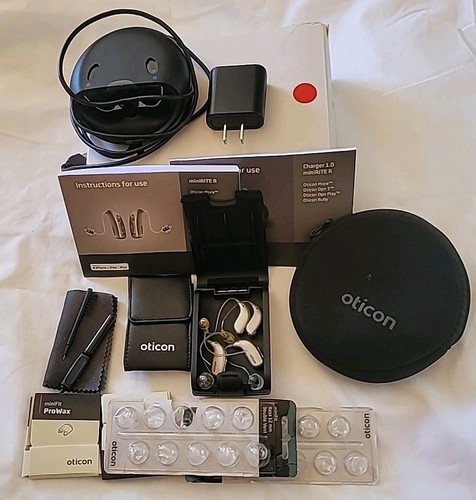Oticon More miniRITE R Hearing Aids w/ Charger & Accessories Plus Extra ...