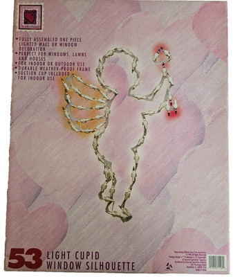1996 LIGHTED CUPID WINDOW SCULPTURE Valentines Day SILHOUETTE ...