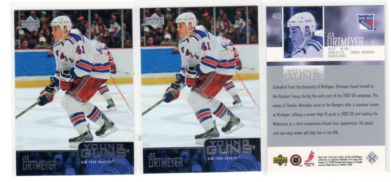 1X JED ORTMEYER 2003 04 Upper Deck #469 RC Rookie YOUNG GUNS 03 04 | eBay