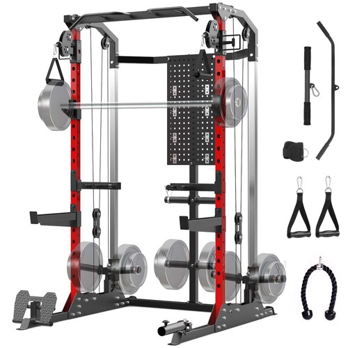 2000LBS Power Cage Power Rack W/Dual Independent Pulley System Squat ...