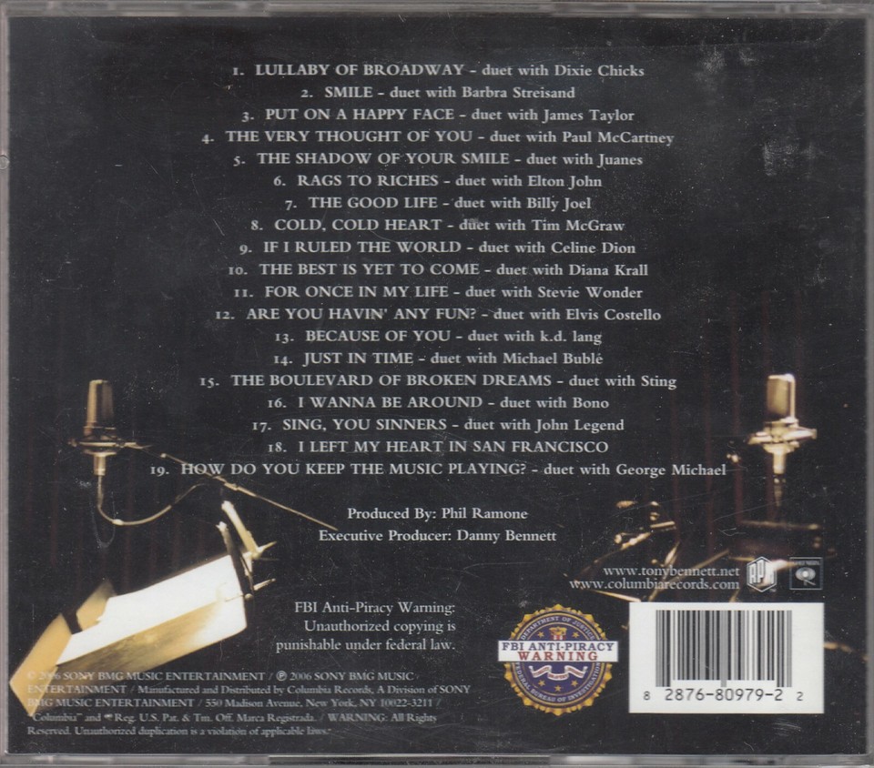 CD - TONY BENNETT: Duets An American Classic w/ Bono / Elton John ...