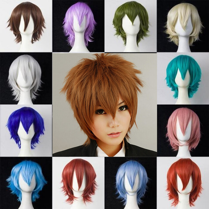 Hair Long Wig Sexy Short Hair Full Wigs Multi-color Cosplay Costume ...