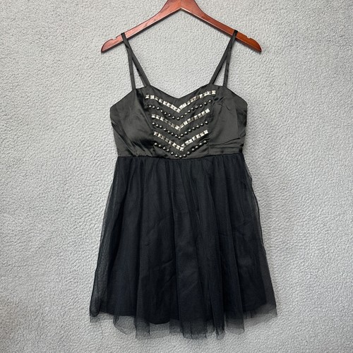 Hot Topic Tunic Dress Large Black Tulle Gothic Studded Punk Rocker ...