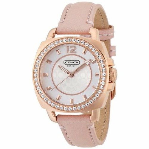NWT Coach Women's Watch Pink Leather R Gold Glitz Small BOYFRIEND ...