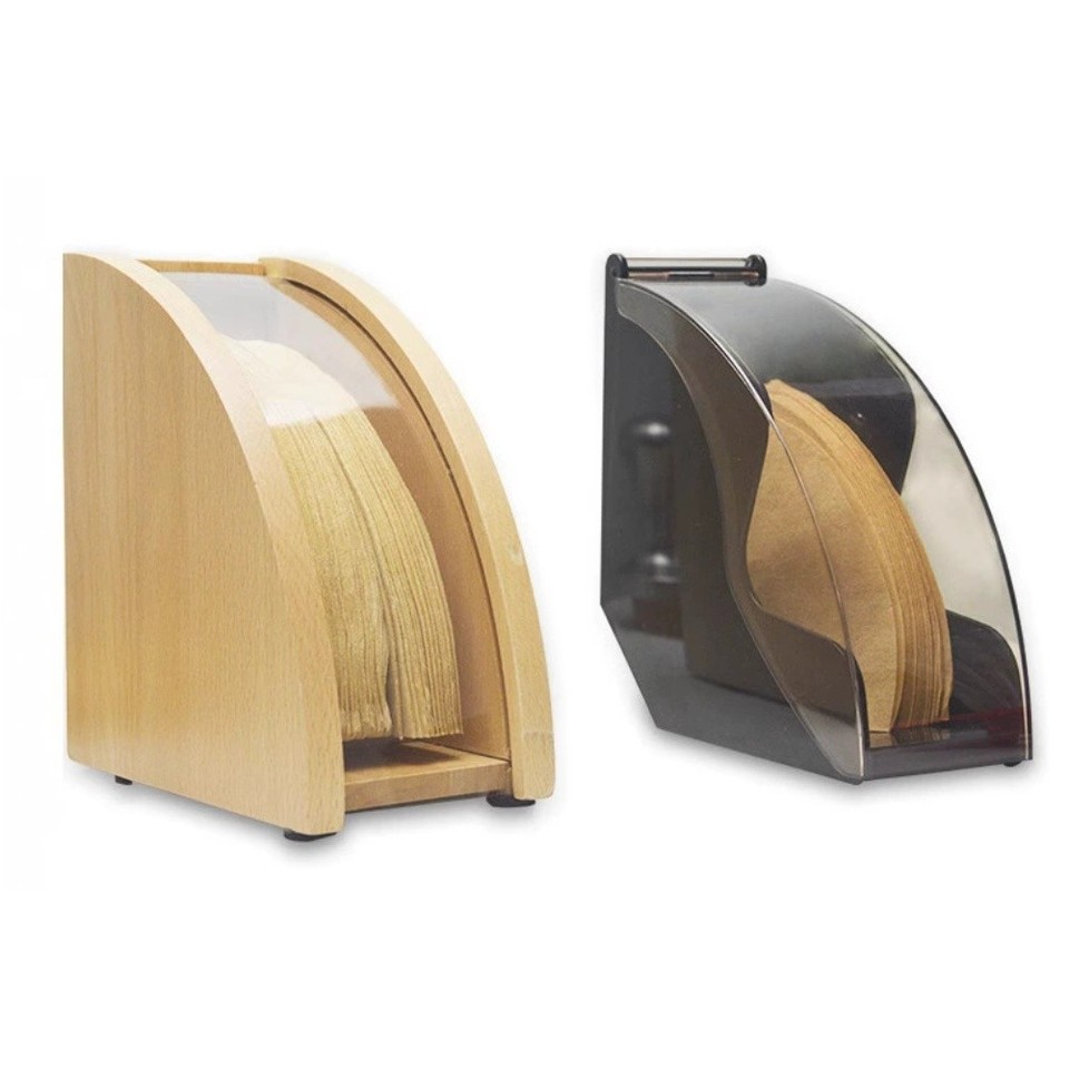 Coffee Filter Paper Holder Wooden Acrylic Dust Proof for Home Coffee ...