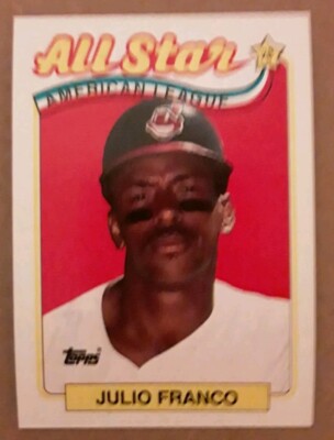 1989 Topps Julio Franco All Star baseball card #398. Cleveland Indians ...
