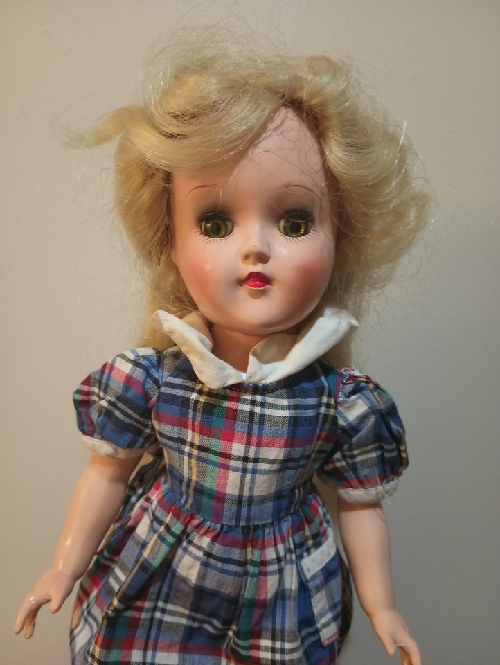 Vintage IDEAL Toni Doll 14" 90 W Walker Long Blonde Hair Green Eyes | eBay