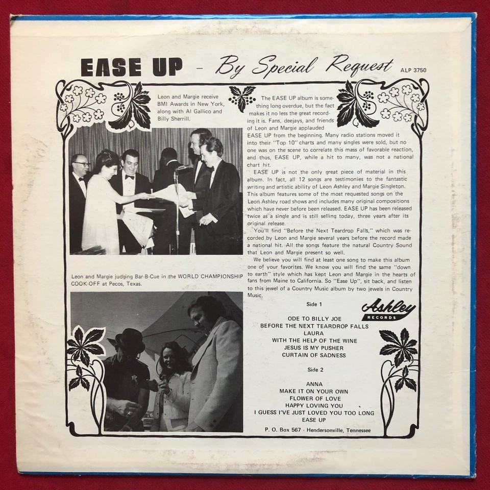 LEON ASHLEY / MARGIE SINGLETON ~ EASE UP BY SPECIAL REQUEST LP ~ RARE ...