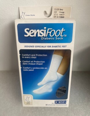 Jobst 110849 SensiFoot Navy X-Large Crew Closed Toe Diabetic Sock 8-15 ...