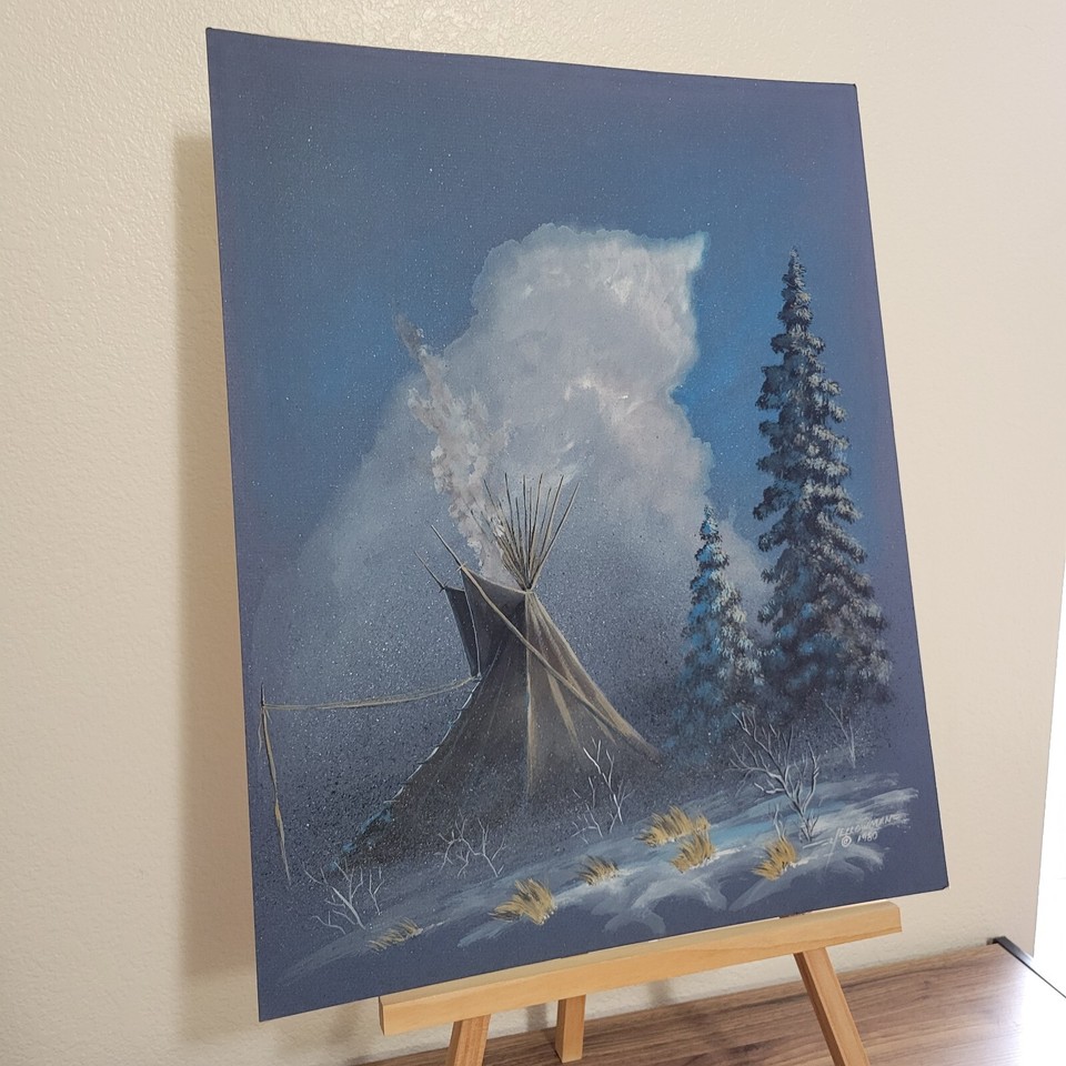 Bemic Nelson Yellowman Navajo Gauche Painting Storm Native American Art ...