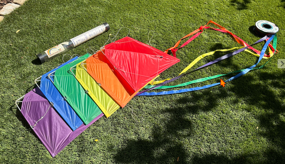 Vintage Rainbow Kite Co. 6‑Kite Stunt Kite Train – Aluminum Frames w/ Tails | eBay