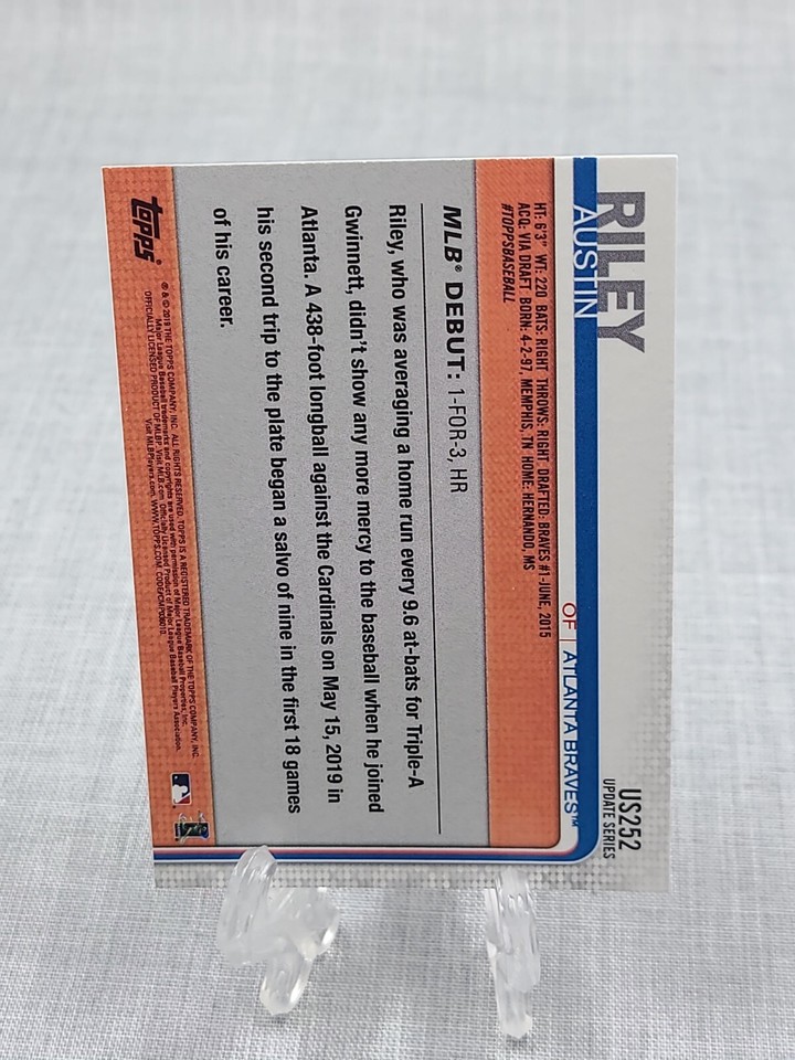 2019 Austin Riley Topps Update #US252 Rookie Rc Debut | eBay