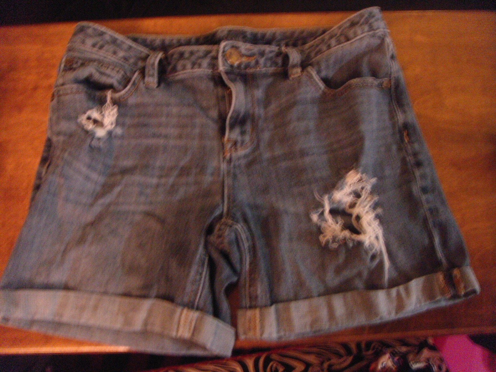 Ana blue jean denim distressed holey shorts womens 27/4 inseam 5" | eBay