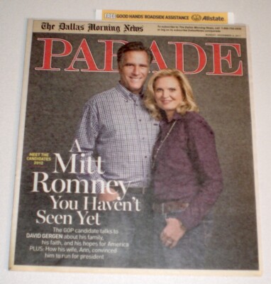 PARADE MAGAZINE ~ December 4, 2011 ~ MITT & ANN ROMNEY ~ L-1-1 | eBay